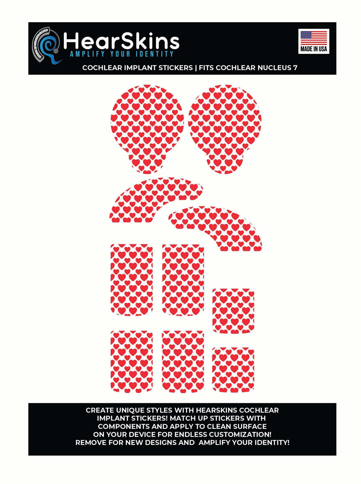 Hearts Cochlear Nucleus 7 or 8 CI Skins Stickers – Deafmetal USA