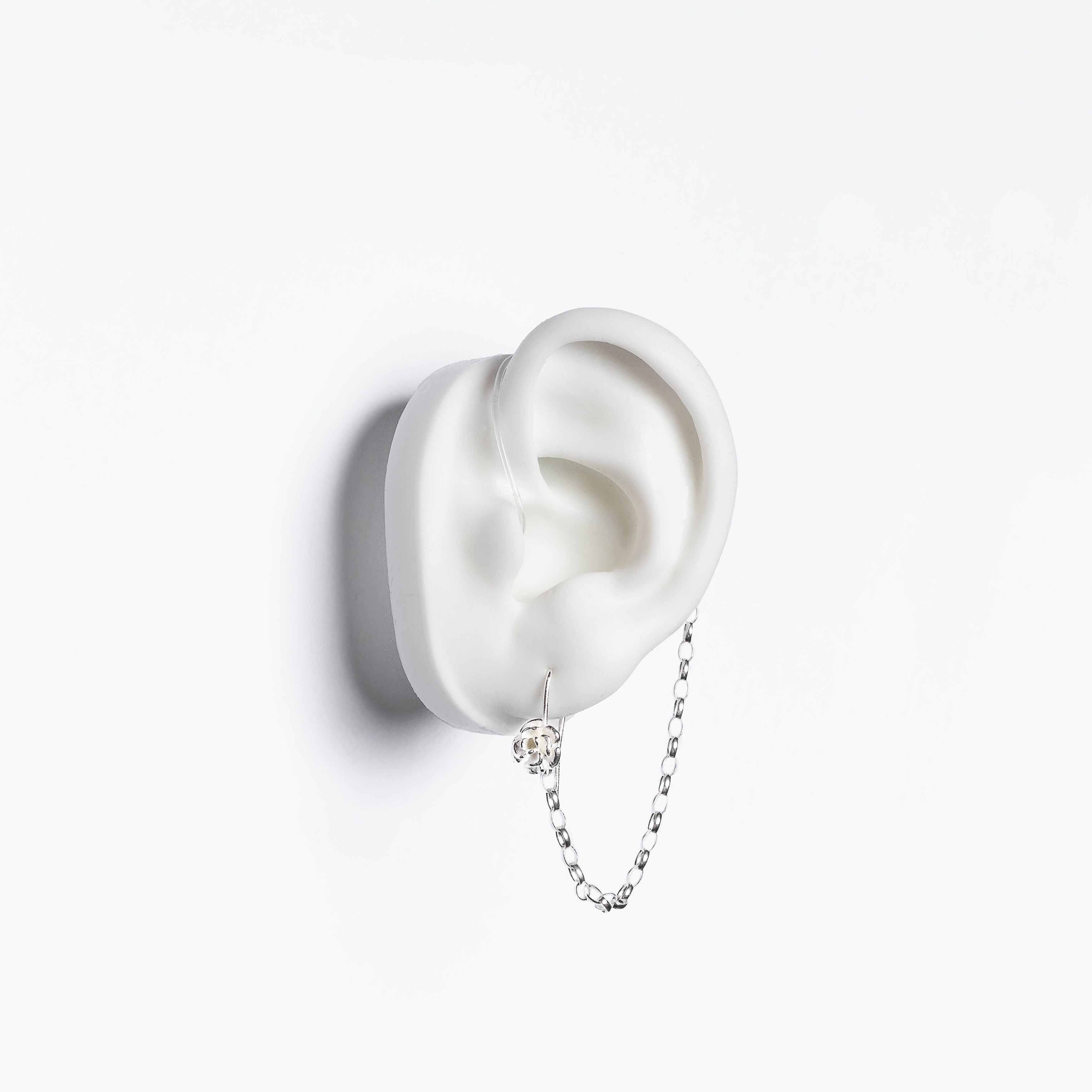 Deafmetal USA Silver Rose hearing aid jewelry