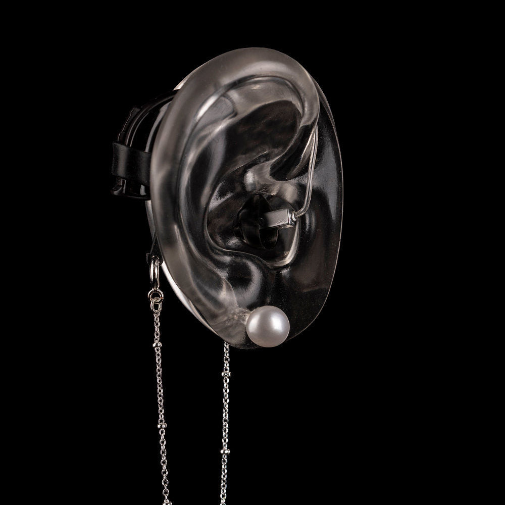 Deafmetal USA White Pearl hearing aid jewelry